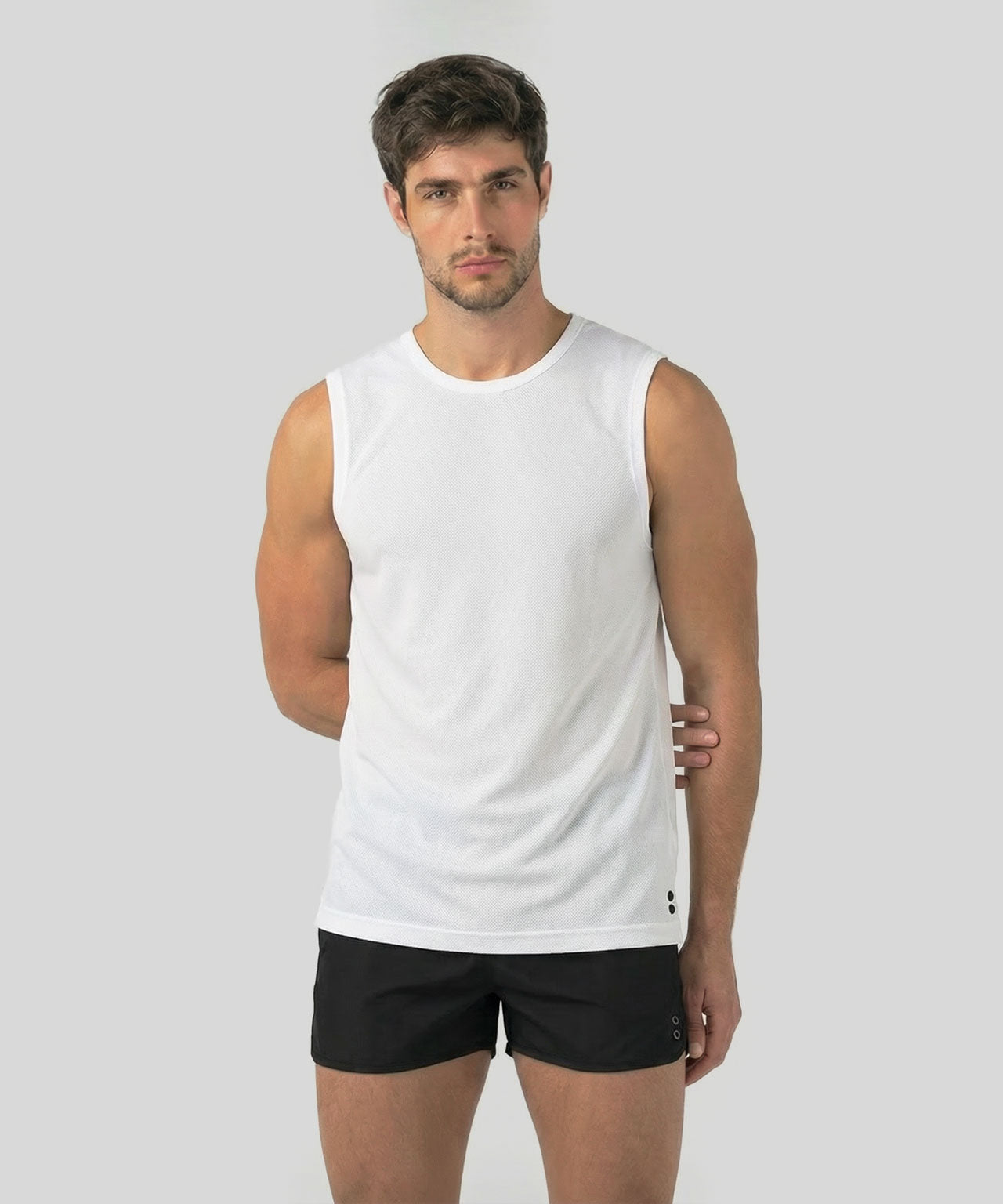 Mesh Sleeveless T-Shirt White | Ron Dorff